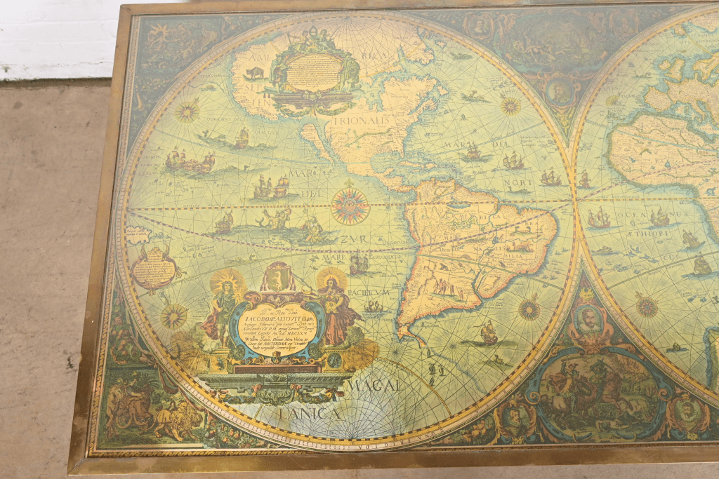 Labarge Campaign Mahogany and Brass Mounted Coffee Table With Old World ...