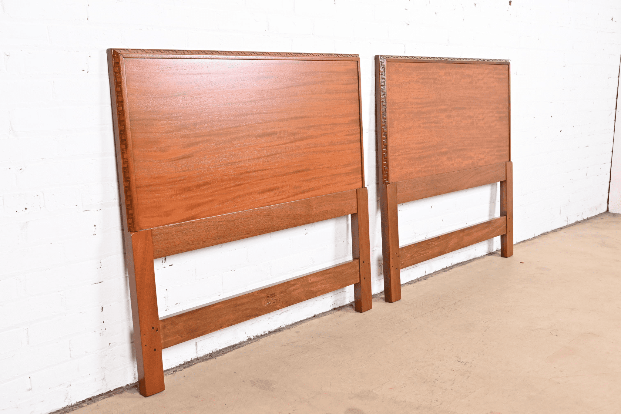 Frank Lloyd Wright Taliesin Mahogany Twin Headboards, Newly Restored | LIBERTY and 33RD