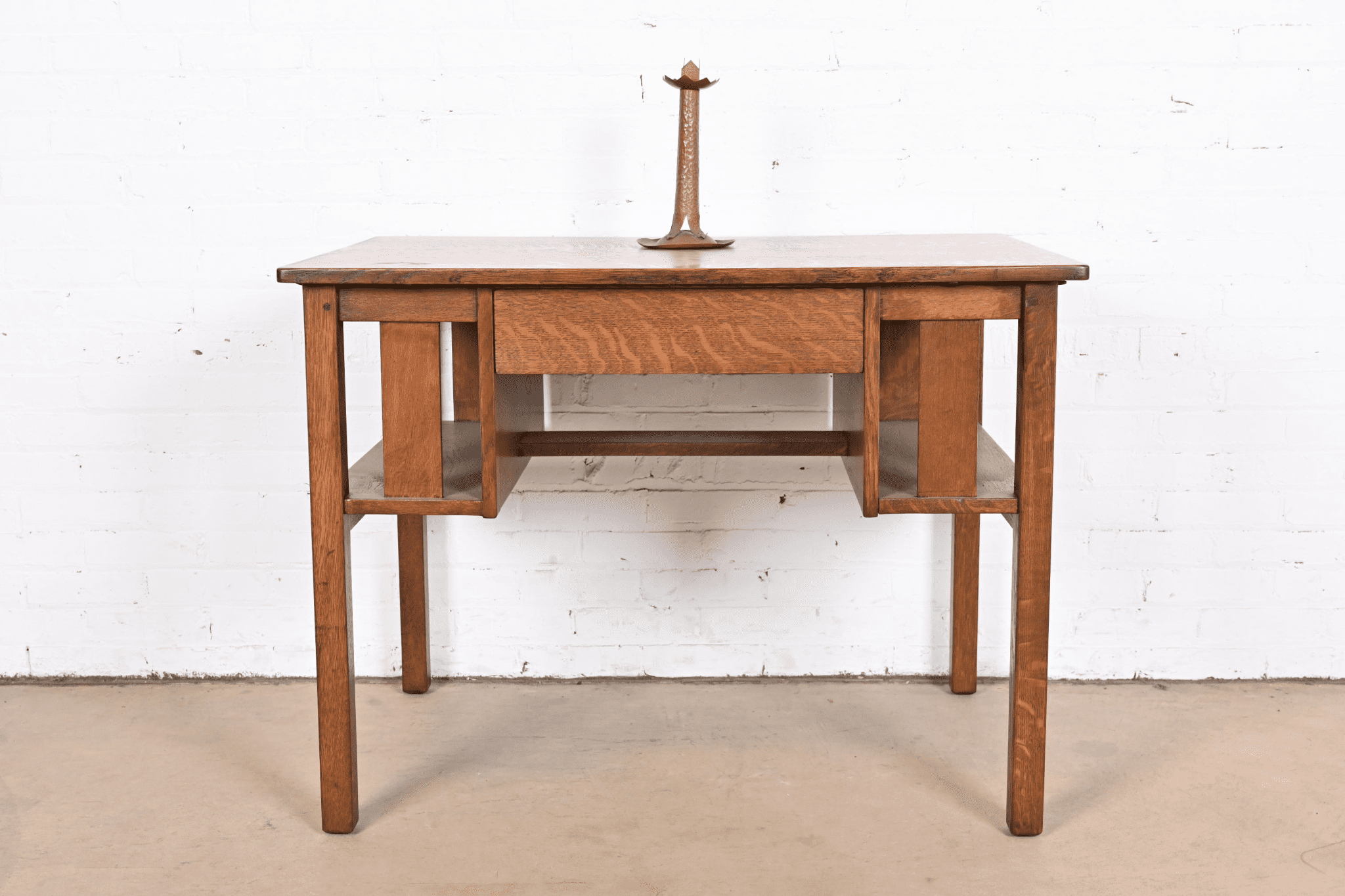 Antique Stickley Style Arts & Crafts Hammered Copper Candlestick, Circa ...