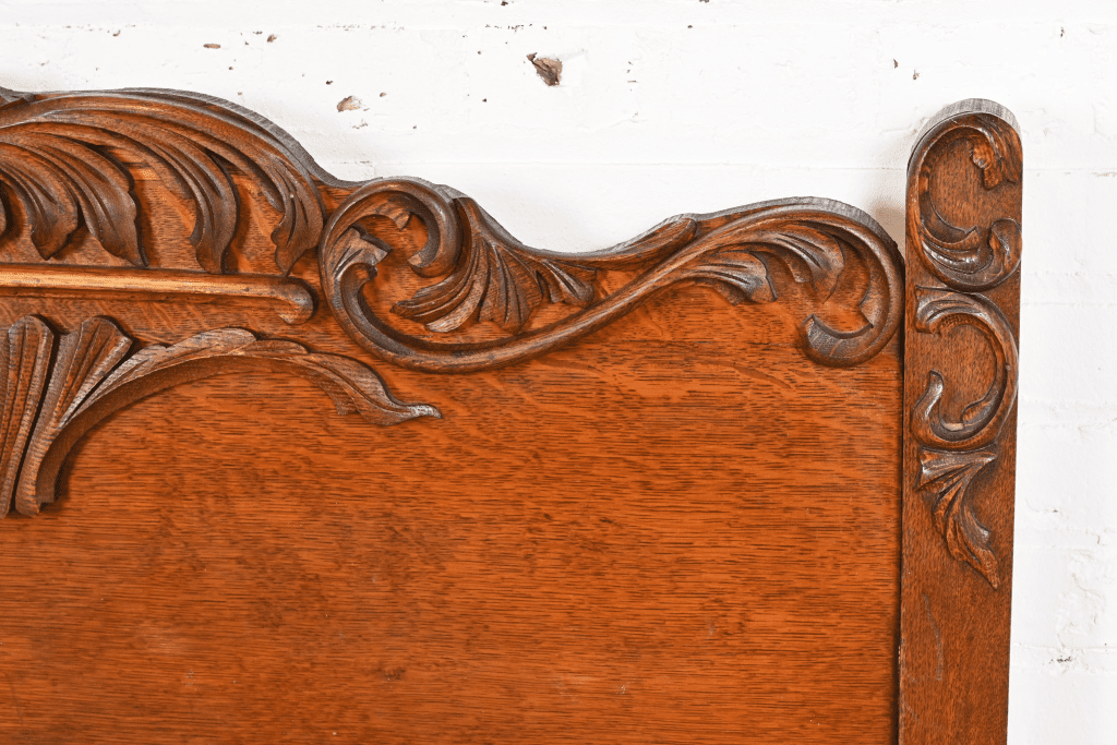 Antique Victorian Carved Oak Full Size Bed, Circa 1890s | LIBERTY and 33RD