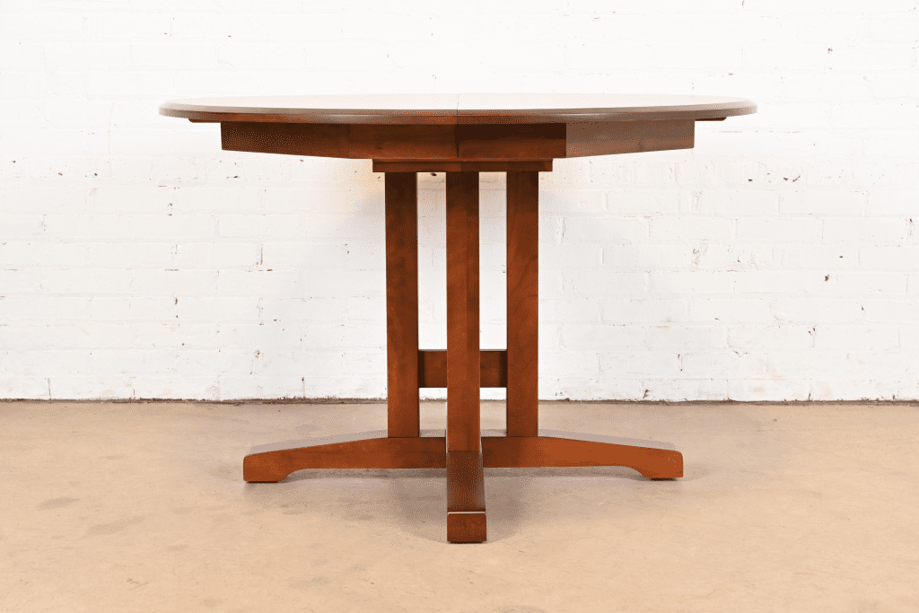 Ethan Allen Arts & Crafts Solid Cherry Wood Pedestal Extension Dining ...
