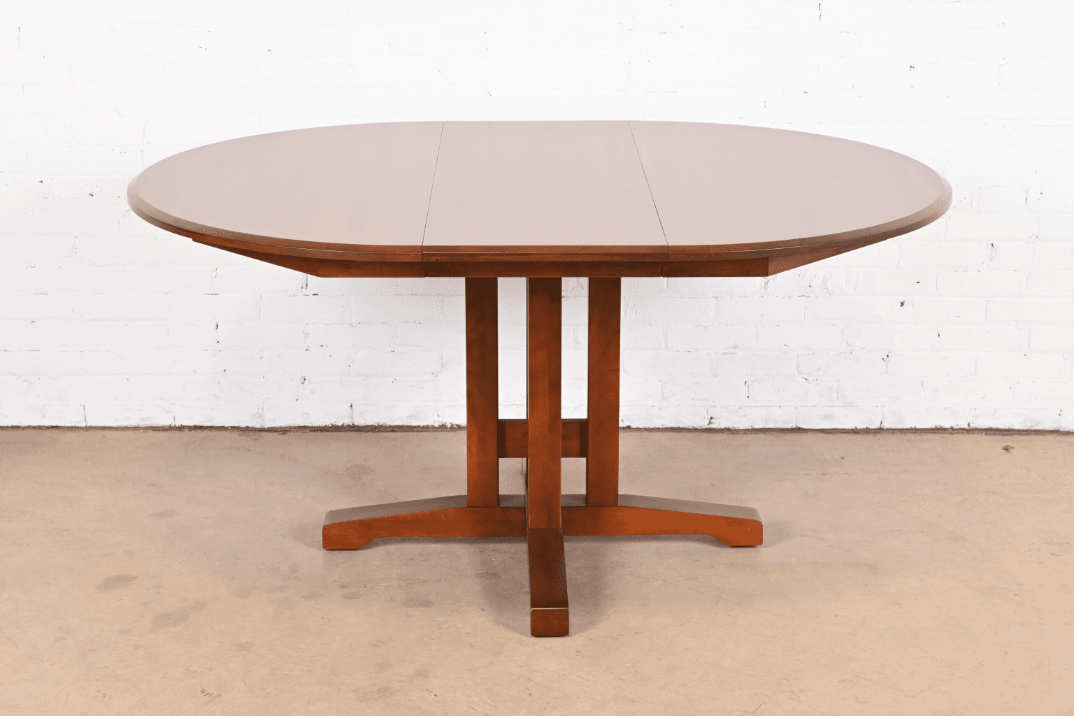 Ethan Allen Arts & Crafts Solid Cherry Wood Pedestal Extension Dining ...