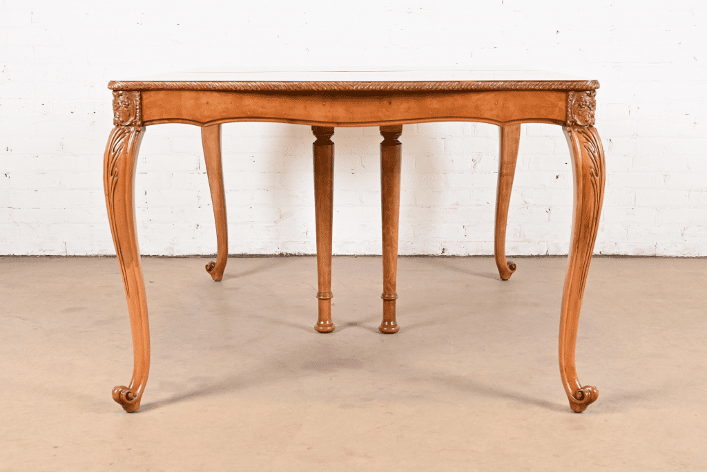 Romweber French Provincial Louis XV Burl Wood Extension Dining Table ...