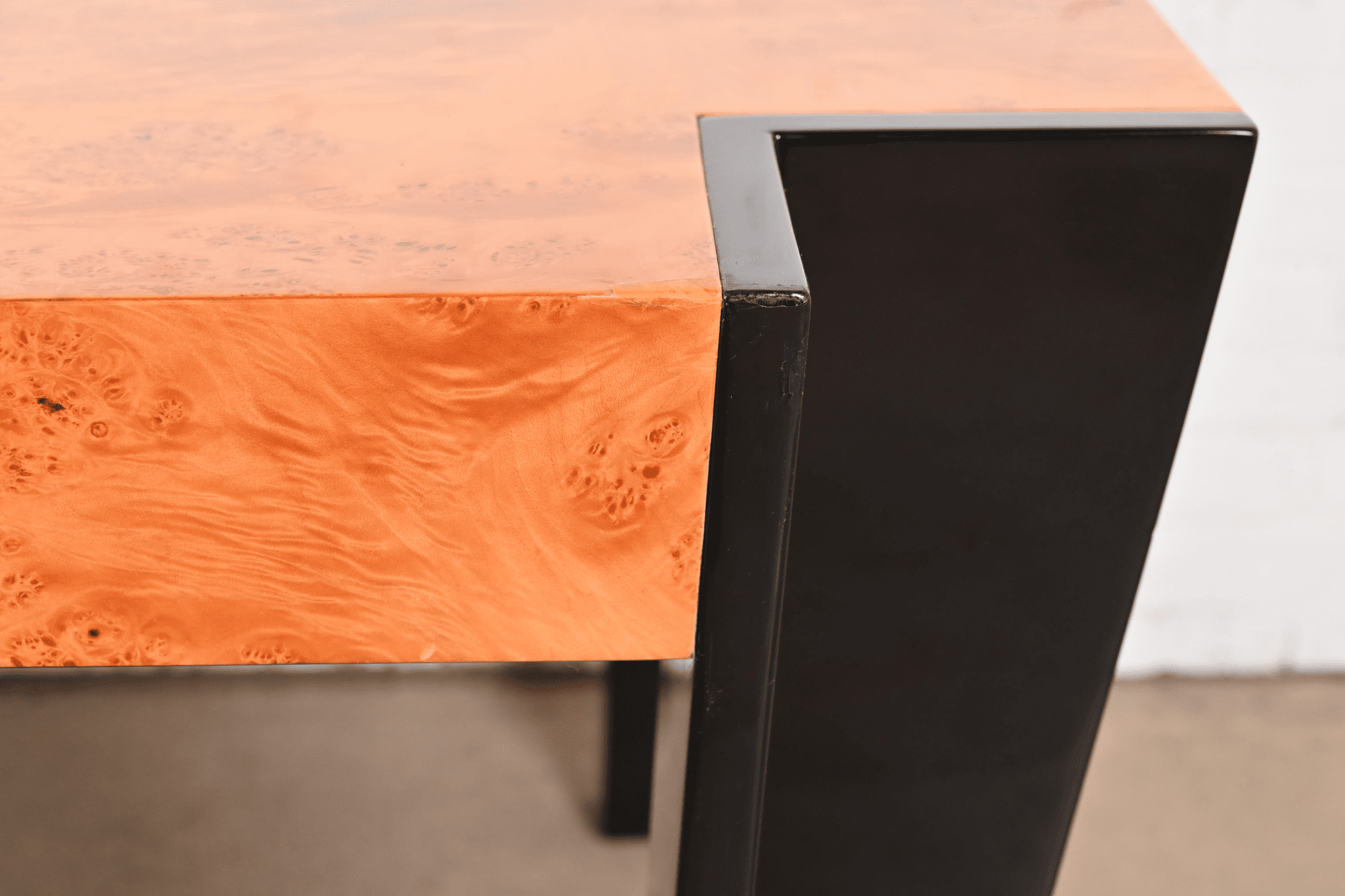 Leon Rosen for Pace Collection Modern Art Deco Burl Wood and Black ...