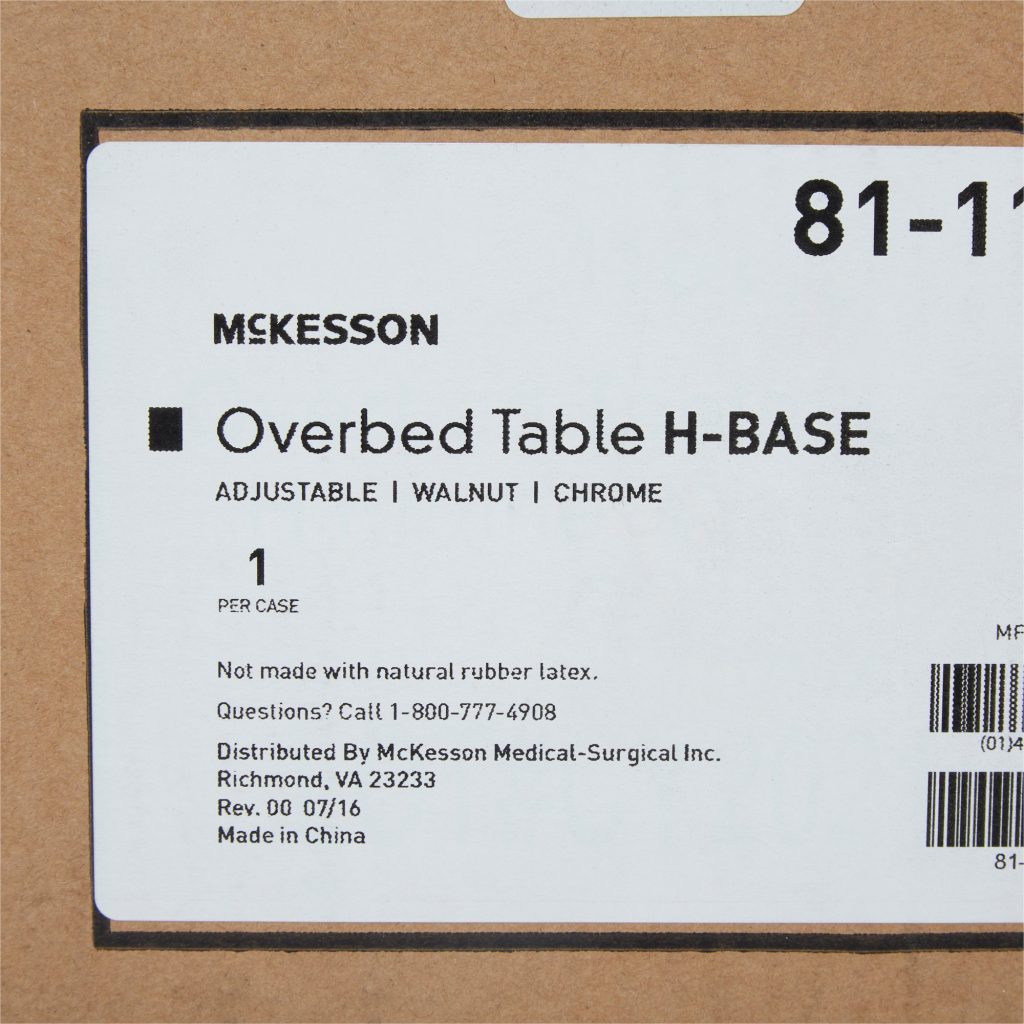 McKesson Overbed Table, Non-Tilt, Spring-Assisted Lift, 28-1/4" to 43-1 ...