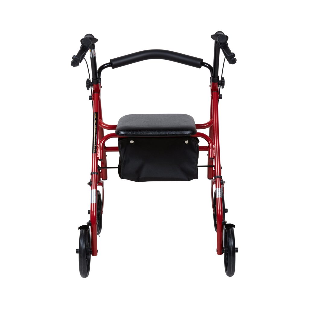 McKesson Folding Steel 4 Wheel Rollator, 12-Inch Seat Width, Red ...